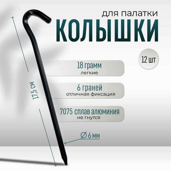 Характеристики Колышки для палатки усиленные алюминиевые подробное ...