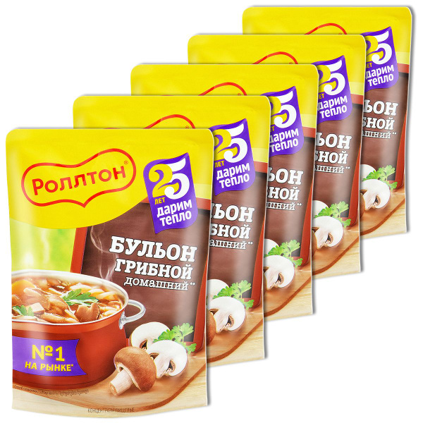 Роллтон Бульон "Грибной" домашний в пакете, 90 г, 5 шт. - купить с ...