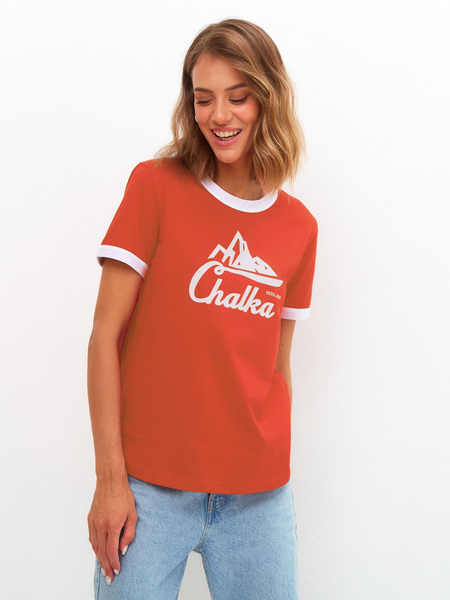 Футболка Chalka, размер 50, цвет терракотовый, 92% хлопок, 8% эластан ...