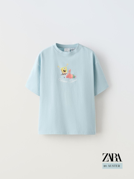 Футболка Zara, размер 140, цвет светло-голубой, 100% хлопок - купить по ...