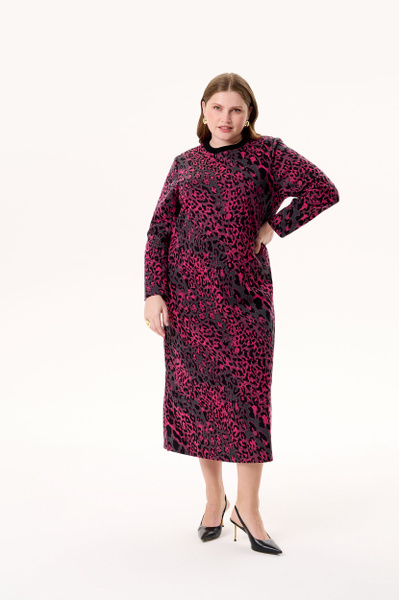 Платье с принтом леопард больших размеров Manelia розовое, Женский, На ...