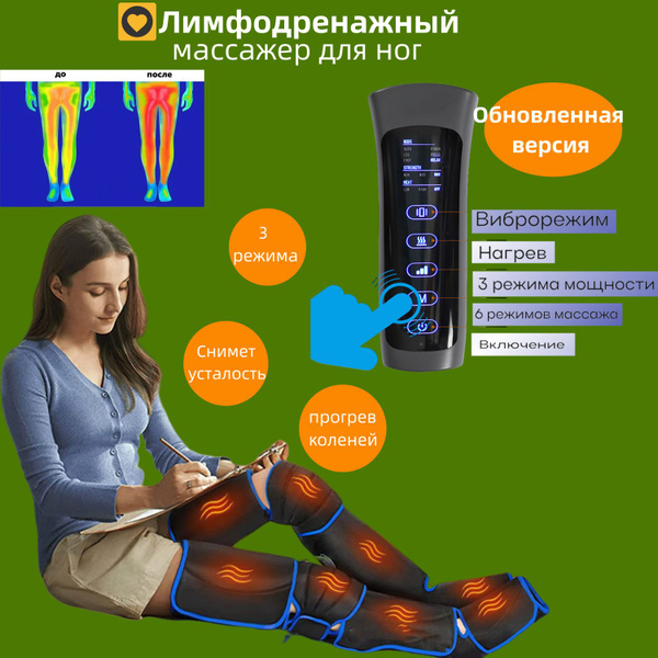 Лимфодренажный массажер для ног, воздушно-компрессионный массаж, 3 ...