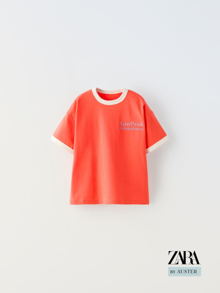 Футболка Zara, размер 116, цвет ярко-красный, 100% хлопок - купить по выгодной цене в интернет ...