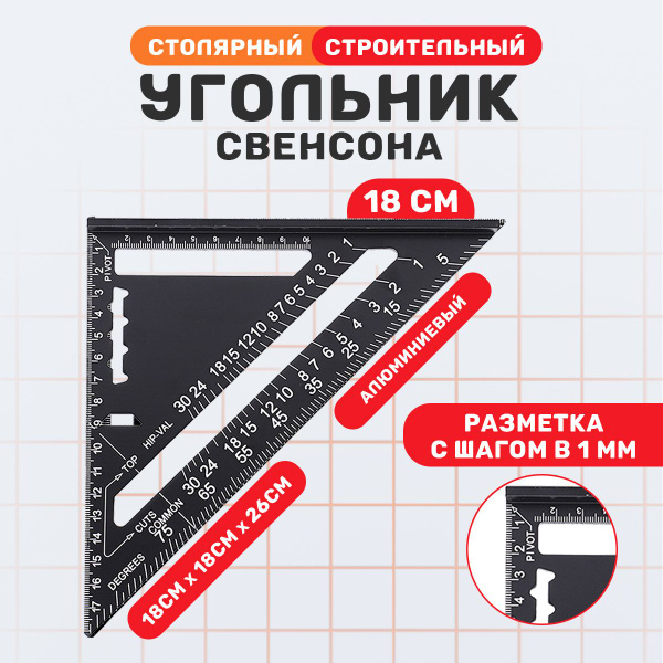 Линейка/угольник Линейка Угольник столярный линейка Свенсона 180 мм ...