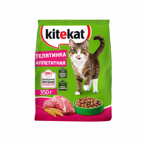 Kitekat Сухой полнорационный корм для взрослых кошек Телятинка ...