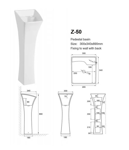 Раковина Zandini Z50 racx30 см, белый купить по доступной цене с доставкой в интернет-магазине ...