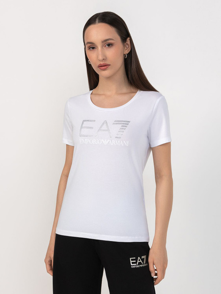 Футболка EA7, размер 44, 46, цвет белый, хлопок 95% эластан 5% - купить по выгодной цене в ...