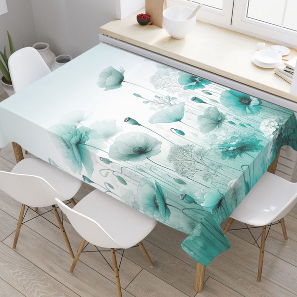 Прямоугольная тканевая скатерть на стол JoyArty с рисунком "Синие маки" 120 на 145 см купить на ...