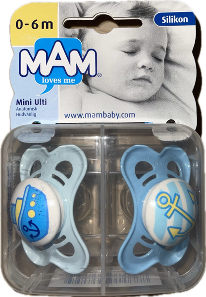 MAM ULTI MINI пустышки силиконовые 2 шт. в контейнере, 0-6 мес ...