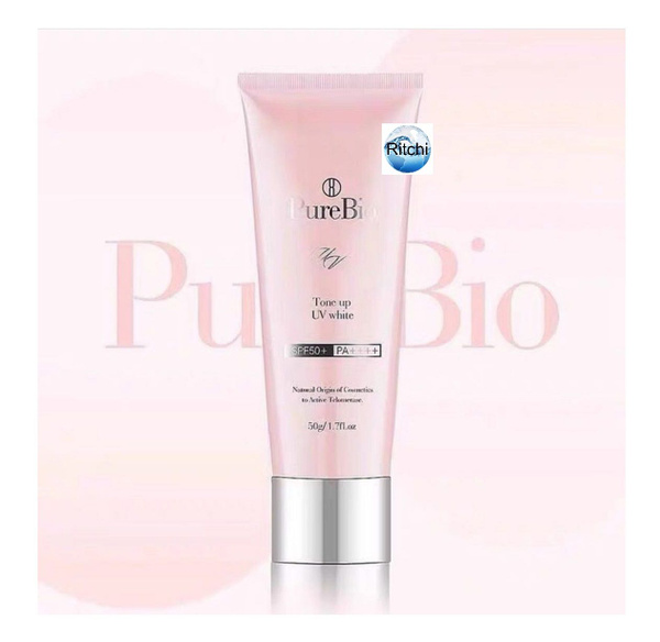 PureBio Tone Up UV white SPF 50+ премиальный японский солнцезащитный многофункциональный ...