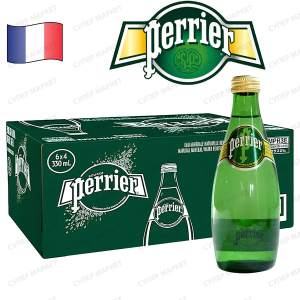 Перье (Perrier) вода минеральная газированная, стекло, Франция, 0,33 л ...