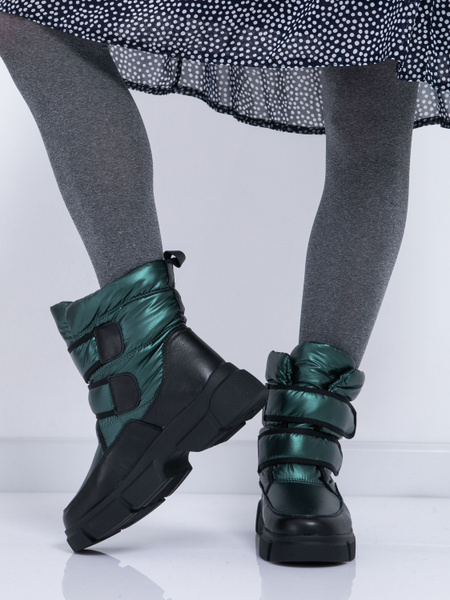 Дутики Женский Ascalini зеленый Кожа Зима 8 Россия Водоотталкивающая ...