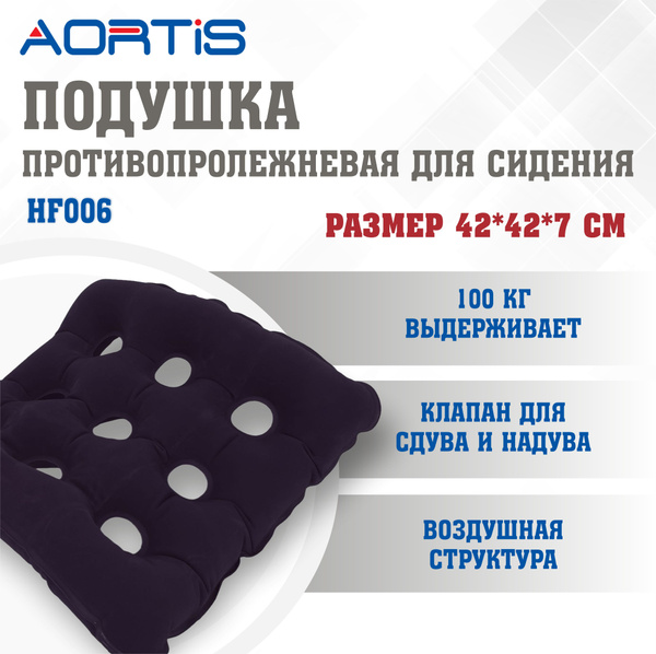 Подушка воздушная на кресло/кресло-коляску AORTIS HF-006 (42х42 см) (синяя) - купить с доставкой ...