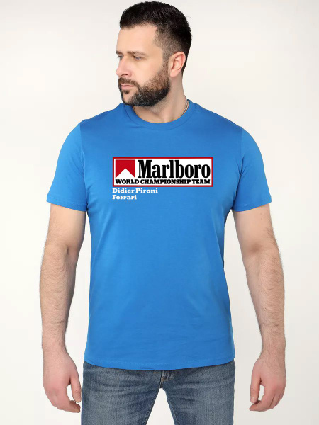 Футболка Marlboro, размер 50, цвет синий, футболка мужская хлопок ...