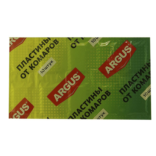 Пластины от комаров ARGUS зеленые без запаха, 100 таблеток (10 пластин ...