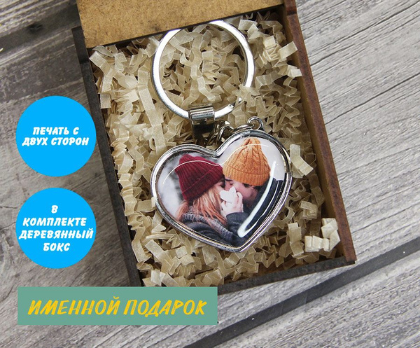 Брелок с фото в виде сердца - Именной металлический брелок - купить с ...