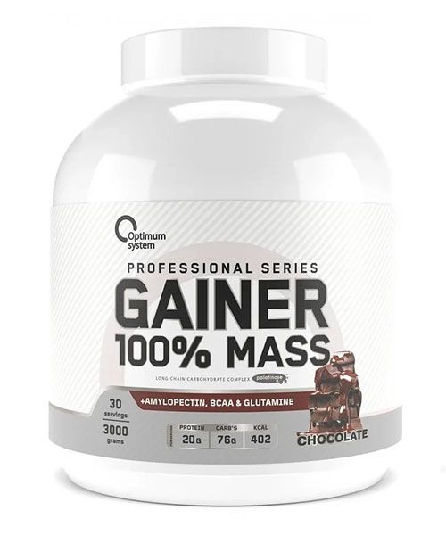 Гейнер 100% Mass Gainer Optimum System 3000 г, 30 порций (Шоколад ...