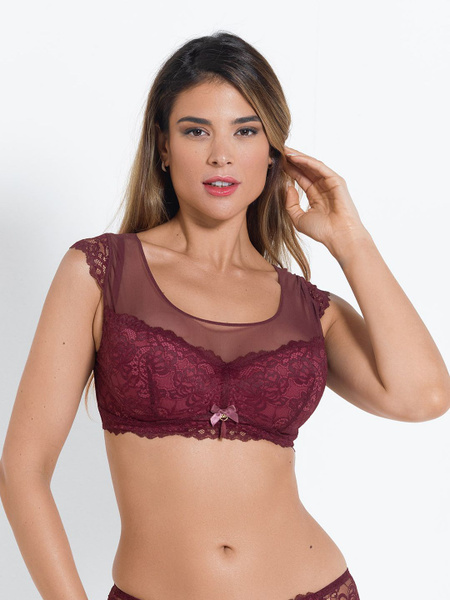 Бюстгальтер Женский Grandissima, размер 75F бордовый Вечерний/праздничный Россия Крючки ...