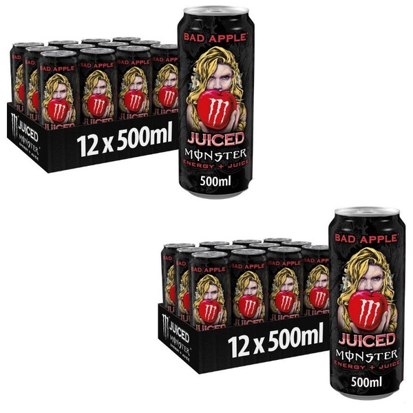 Monster Energy Bad Apple, 12 шт x 500 мл - 2 упаковки купить на OZON по ...