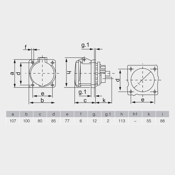 Розетка встраиваемая 63А 5P (3Р+N+Е) 400В JESIRO Electric / John CEE ...