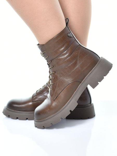 Ботинки Женский Ascalini коричневый, размер 39 Демисезон 7 Стандартный низкий (до 4 см) Россия ...