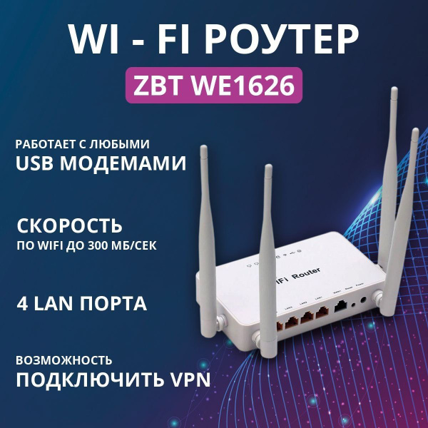 Роутер C VPN PPTP L2TP ZBT WE1626 4 LAN ПОД 4G МОДЕМЫ купить по низкой цене с доставкой в ...