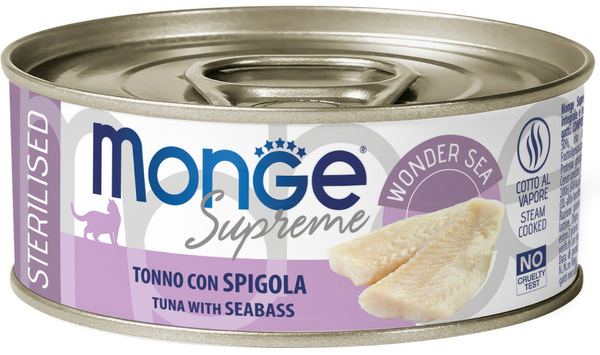 Корм Monge Supreme Sterilized Wonder Sea Tonno con Spigolo Tuna with ...
