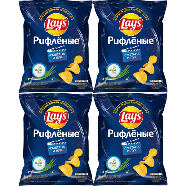 Чипсы картофельные Lay's Рифленые сметана и лук 225 г, набор: 4 штуки купить на OZON по низкой ...