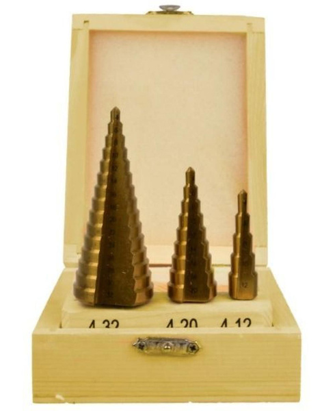 Набор ступенчатых сверл (4-12 / 4-20 / 4-32) HSS TIN - купить с доставкой по выгодным ценам в ...