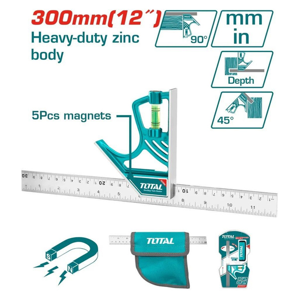TOTAL Линейка/угольник 300мм, Металл купить на OZON по низкой цене ...