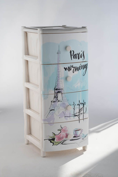 Комод Элластик-Пласт пластиковый с 4 ящиками на колесиках, 41x48x98 см ...