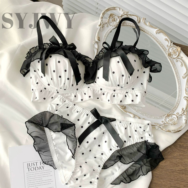 Комплект белья Женский SYJWY белый, черный Пряжка, Эластичная бралетт Политекс Пряжки, Погоны ...