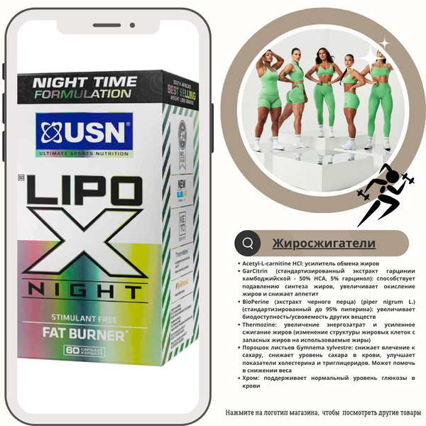 Жиросжигатели. Снижение веса и уменьшение аппетита. USN Lipo X Night ...