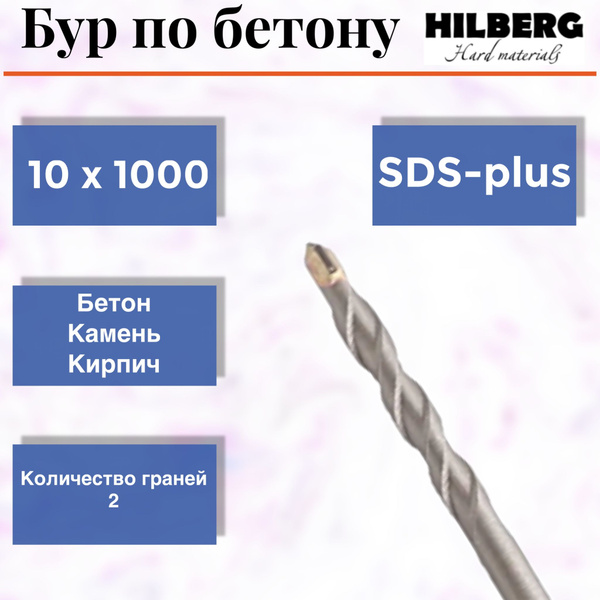 Бур для перфоратора по бетону 10*1000мм SDS-plus Hilberg купить на OZON ...
