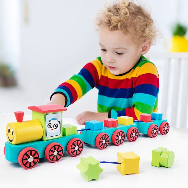 Детский развивающий конструктор shape train из 3d деревянных ...