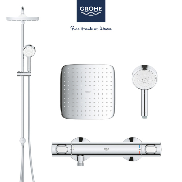 Душевая стойка с термостатом Grohe Grohtherm 500 Tempesta Cube, хром ...