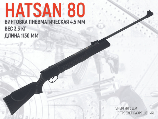 Пневматическая винтовка Hatsan 80, калибр 4,5, до 3 Дж - купить по ...