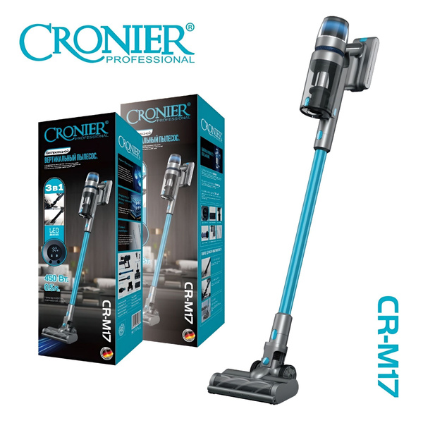 Пылесос аккумуляторный вертикальный беспроводной "Cronier CR-M17" 450 Вт / Пылесос для дома ...