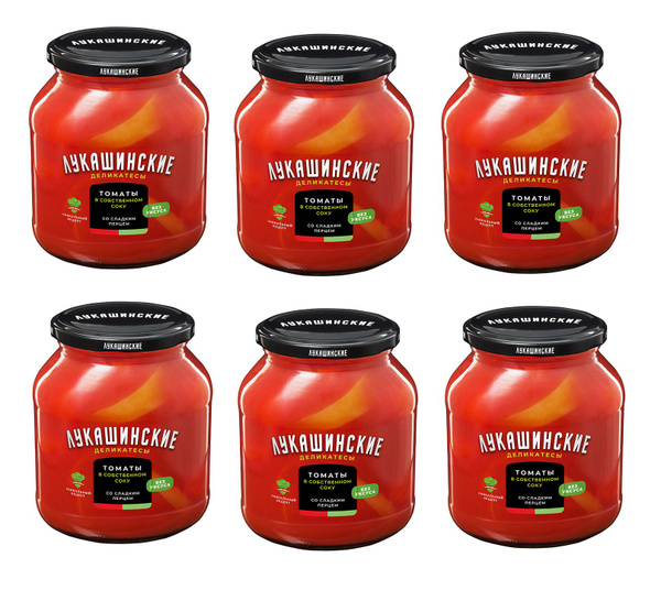 Томаты Лукашинские в собственном соку со сладким перцем, 670 г х 6 штук купить на OZON по низкой ...