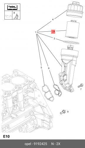 Фильтр масляный General Motors двигателя GM/OPEL/CHEVROLET^9192425 ...