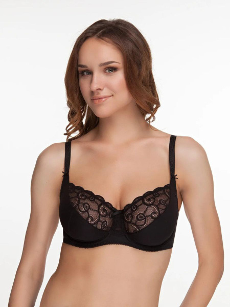 Бюстгальтер Женский Misstyle мягкая чашка на каркасе, размер 80D черный Трикотаж, Микрофибра ...