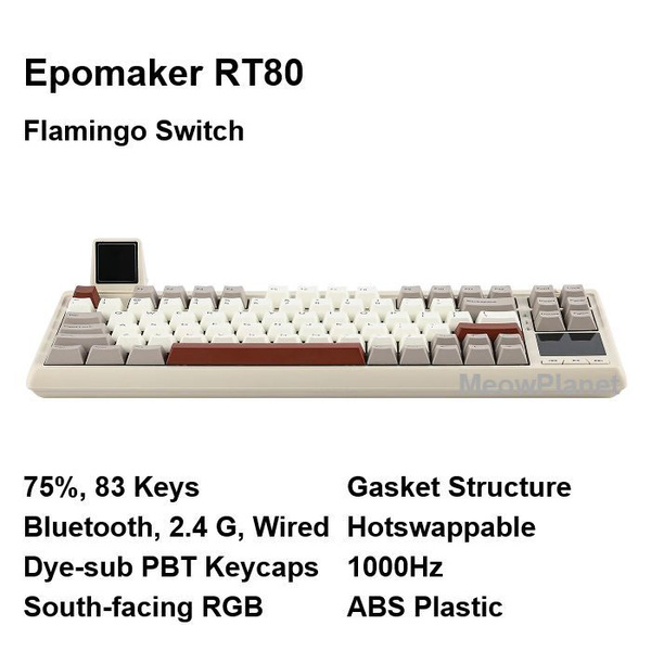 Характеристики EPOMAKER Игровая клавиатура беспроводная RT80, Mini ...