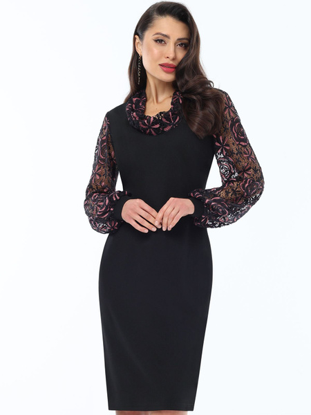 Платье Женский DStrend черный Повседневный Полиэстер, Эластан, размер 46 купить c доставкой на ...