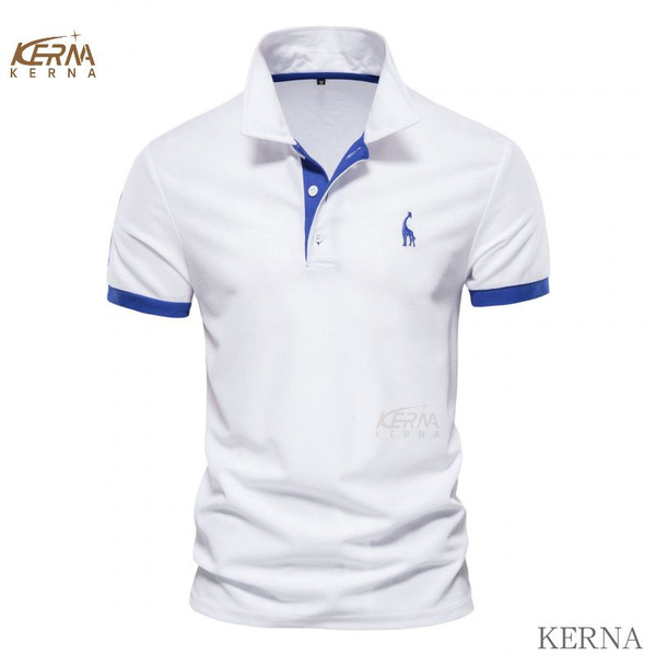 Поло Мужской KERNA белый Короткий, размер 52 Хлопок Однотонный облегающий Повседневный Китай ...