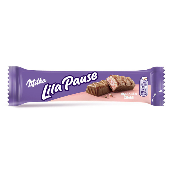 Шоколадный батончик Milka Lila Pause клубничной начинкой 34г(Германия ...