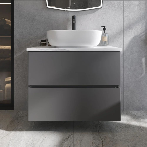 Тумба под раковину со столешницей STWORKI Колдинг 80 антрацит, матовая белая купить на OZON по ...