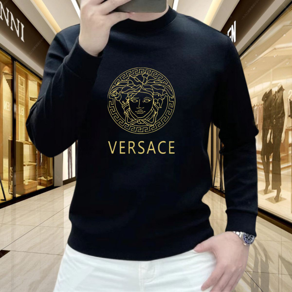 Толстовка Женский, Мужской Versace Значки черный Без застежки Хлопок, размер 46 прямой Длинный ...