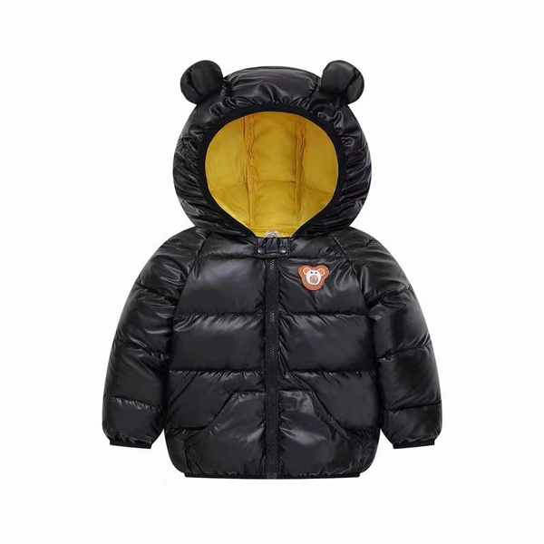 Куртка Мальчики, Девочки THANHDAT черный, желтый Полиэстер, размер 98, 104 Длинный Демисезон ...