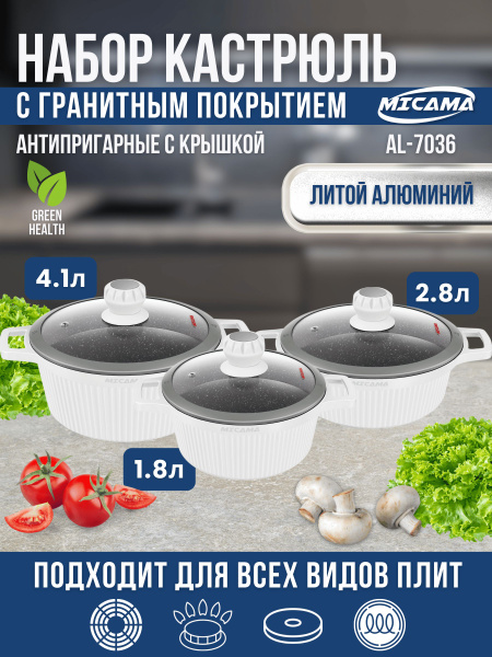 Набор алюминиевых кастрюль с крышкой купить на OZON по низкой цене ...