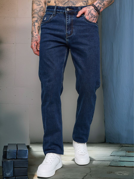 Джинсы Мужской DENIM DYNASTY синий прямые Хлопок, Спандекс, размер 52 ...